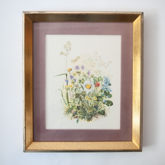 B&S Creations | Art | Vintage Gold Framed Wildflower Print | Poshmark